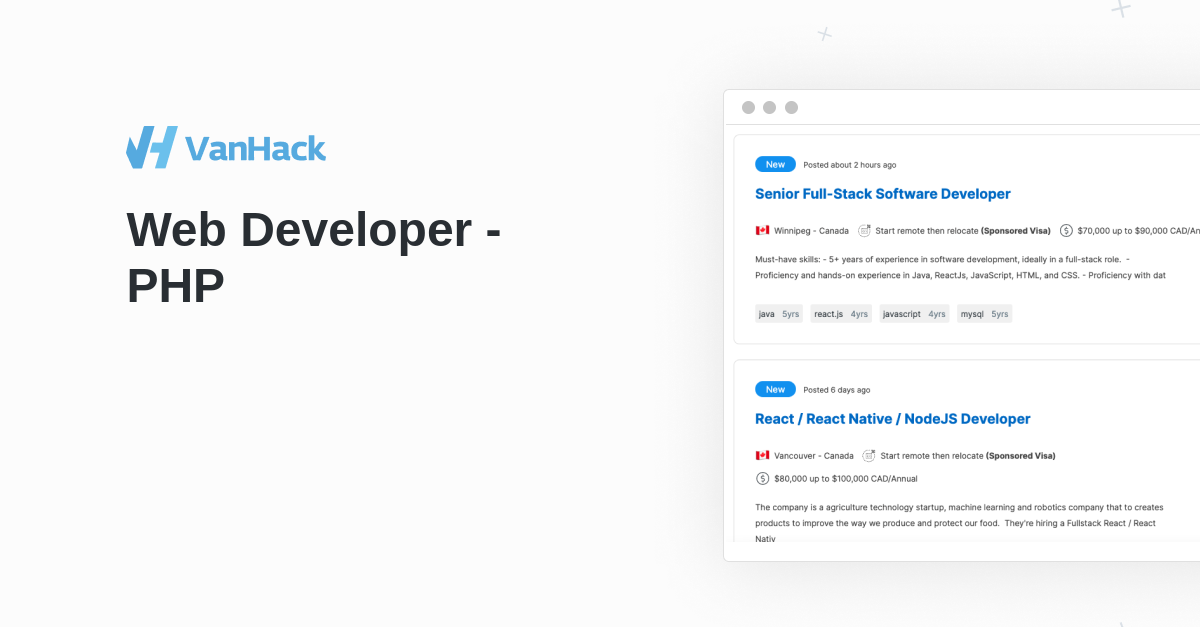 Web Developer - PHP - VanHack